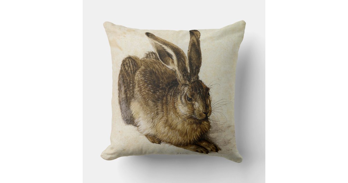 ‘Young Hare’ Reversed by Albrecht Dürer Throw Pillow | Zazzle