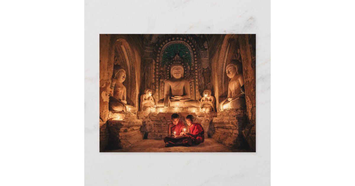 Young monk in the temples of Bagan postcard | Zazzle