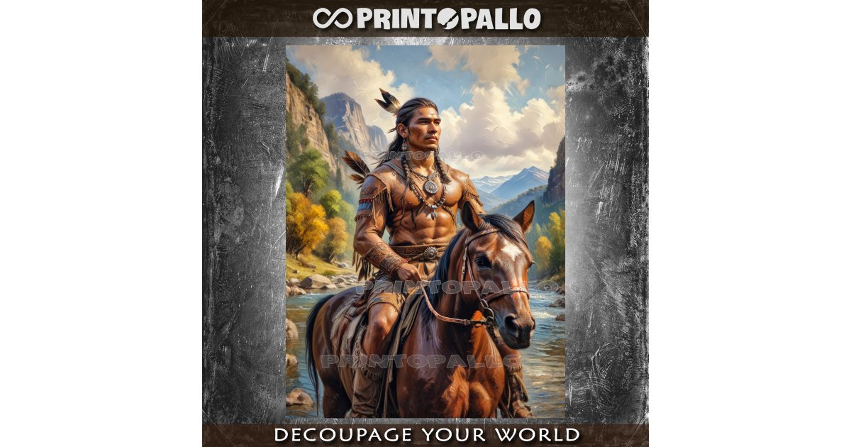 Young native american indian on a horse tissue paper | Zazzle