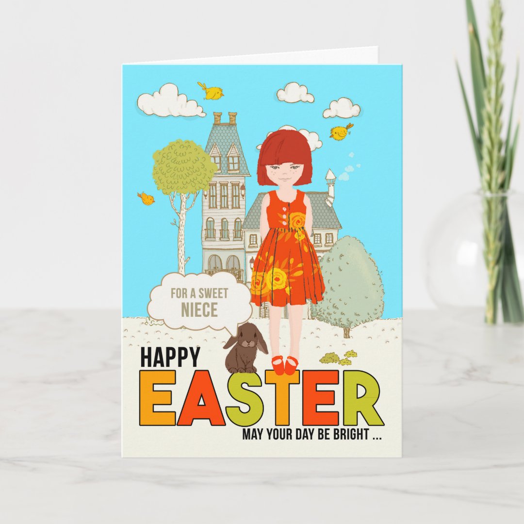 Young Niece on Easter Redhead with Freckles Card | Zazzle