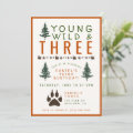 Young Wild and Three Forest Birthday Invitation | Zazzle
