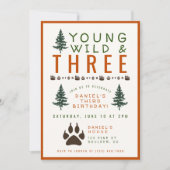 Young Wild and Three Forest Birthday Invitation | Zazzle
