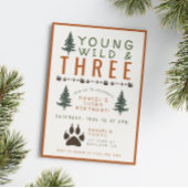 Young Wild and Three Forest Birthday Invitation | Zazzle