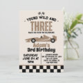 Young Wild and Three Race Car 3rd Birthday Party Invitation | Zazzle