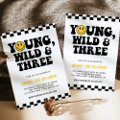 Young, Wild & Three, 3rd Birthday Smiley Face Bolt Invitation | Zazzle