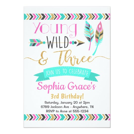 Young Wild & Three Girls Birthday Invitation | Zazzle.com