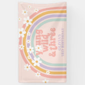 Young Wild Three Pastel rainbow 3RD birthday Banner | Zazzle