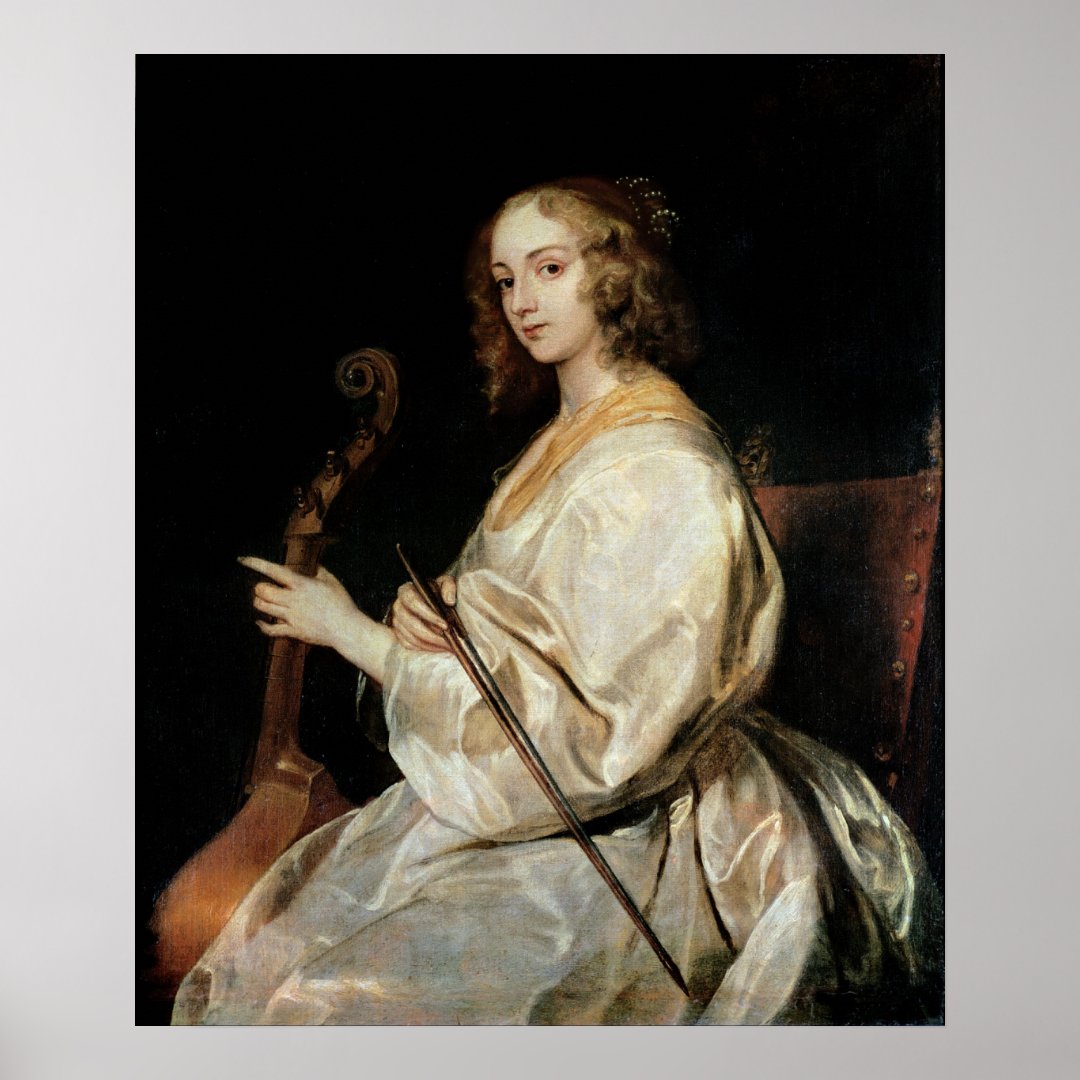 Young Woman Playing a Viola da Gamba Poster | Zazzle