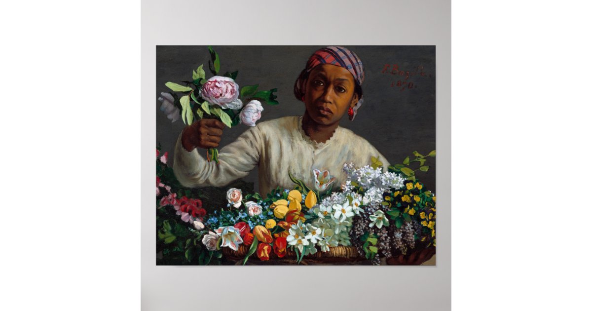 Young Woman with Peonies by Frederic Bazille Poster | Zazzle