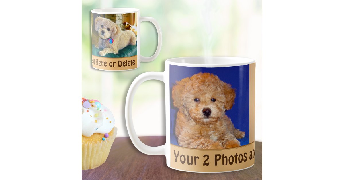 Your 2 Photos and Text Personalized Coffee Mugs | Zazzle