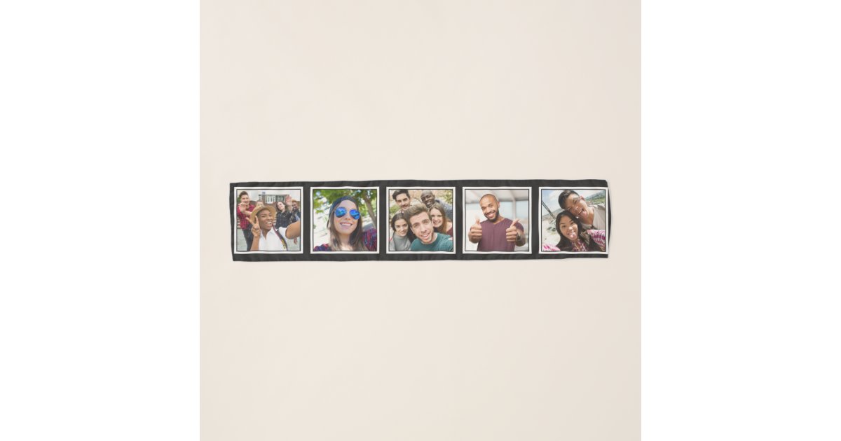 YOUR 5 Square Photos custom scarf | Zazzle