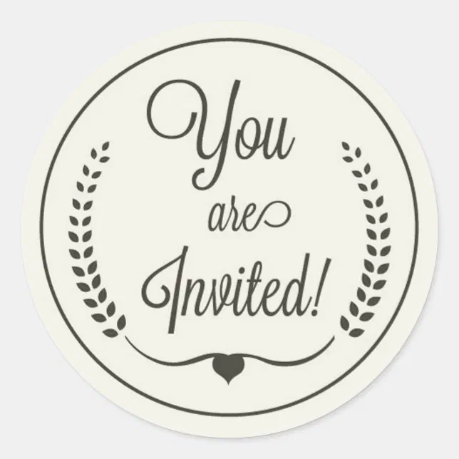 Your Are Invited Classic Round Sticker | Zazzle