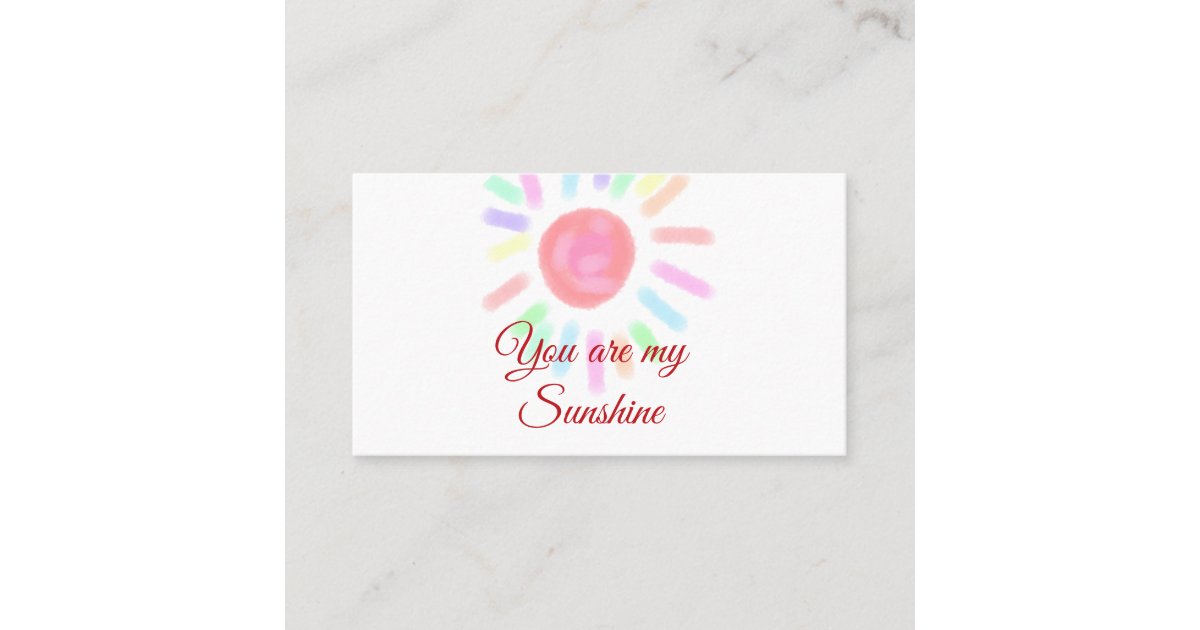 Your are my sunshine red colorful watercolor paste business card | Zazzle