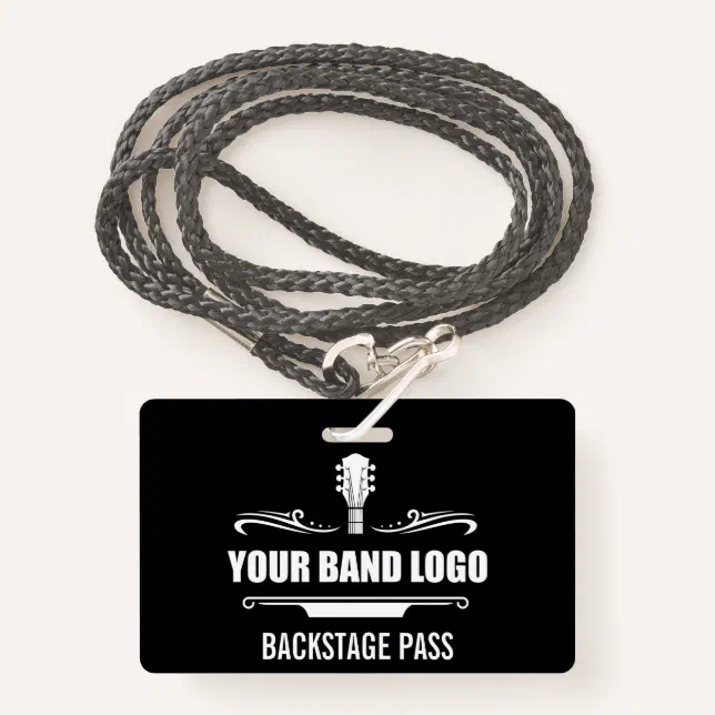 Your Band Logo Backstage Pass Wide Badge | Zazzle