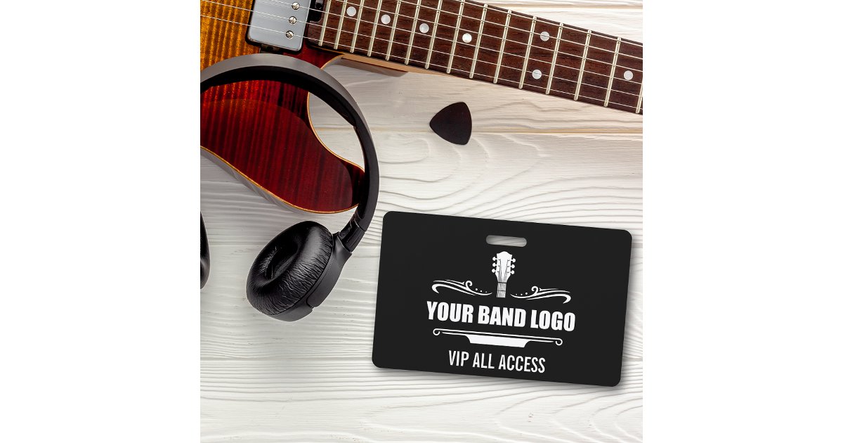 Your Band Logo VIP Wide Badge | Zazzle