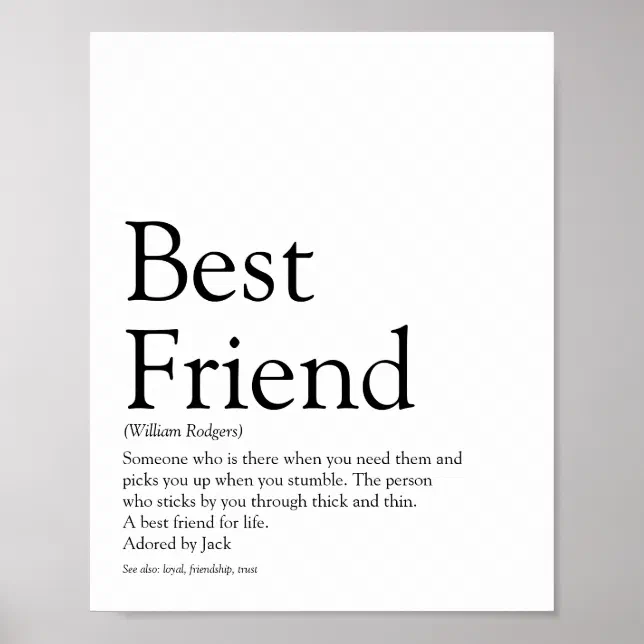 Your Best Friend Definition Typographic Modern Fun Poster | Zazzle