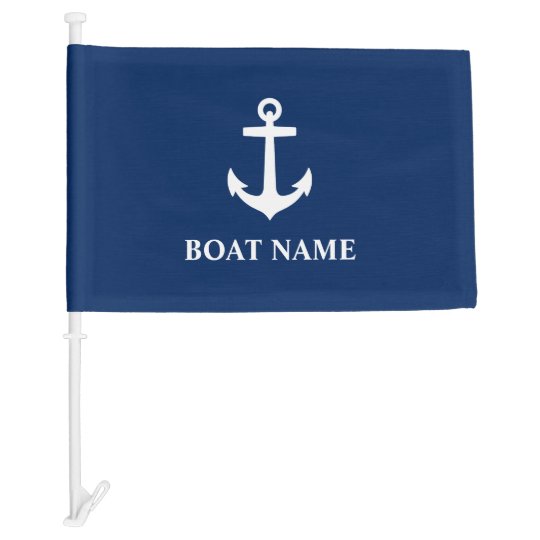 Your Boat Name Anchor Blue Flag | Zazzle.com