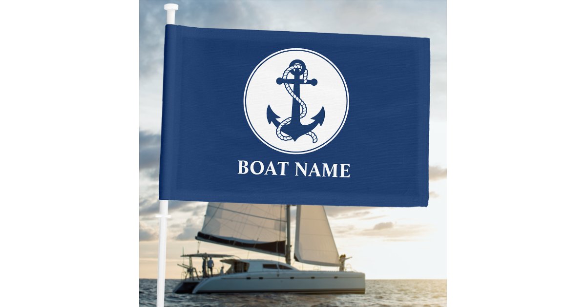 Your Boat Name Anchor & Rope Flag | Zazzle