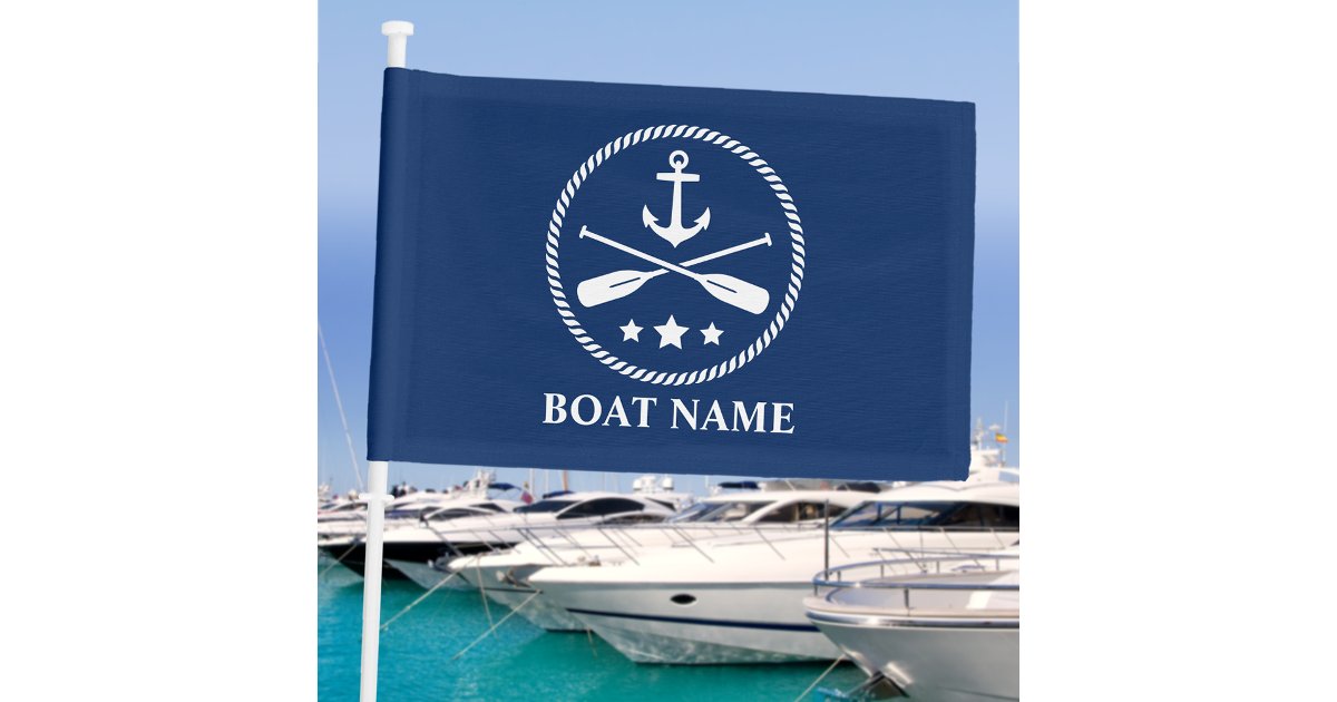 Your Boat Name Nautical Anchor & Oars Boat or Car Flag | Zazzle