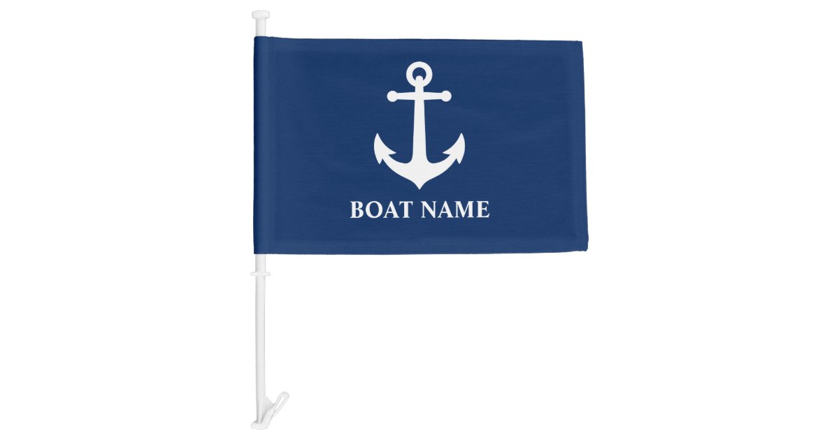 Your Boat Name & Vintage Nautical Anchor Boat or Car Flag | Zazzle.com