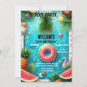 your boy water blue Cool Pool Party 13th Birthday Invitation | Zazzle