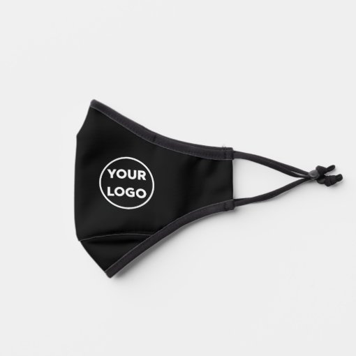 Your Business Company Logo on Black Premium Face Mask | Zazzle