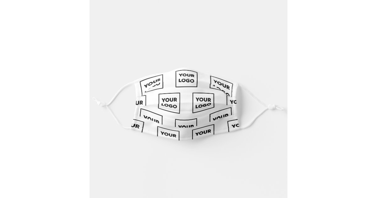 Your Business Company Logo Pattern on White Adult Cloth Face Mask | Zazzle