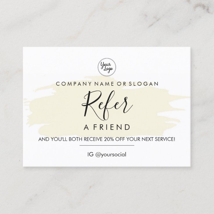 Your Business Image Logo type Referral Business Card | Zazzle