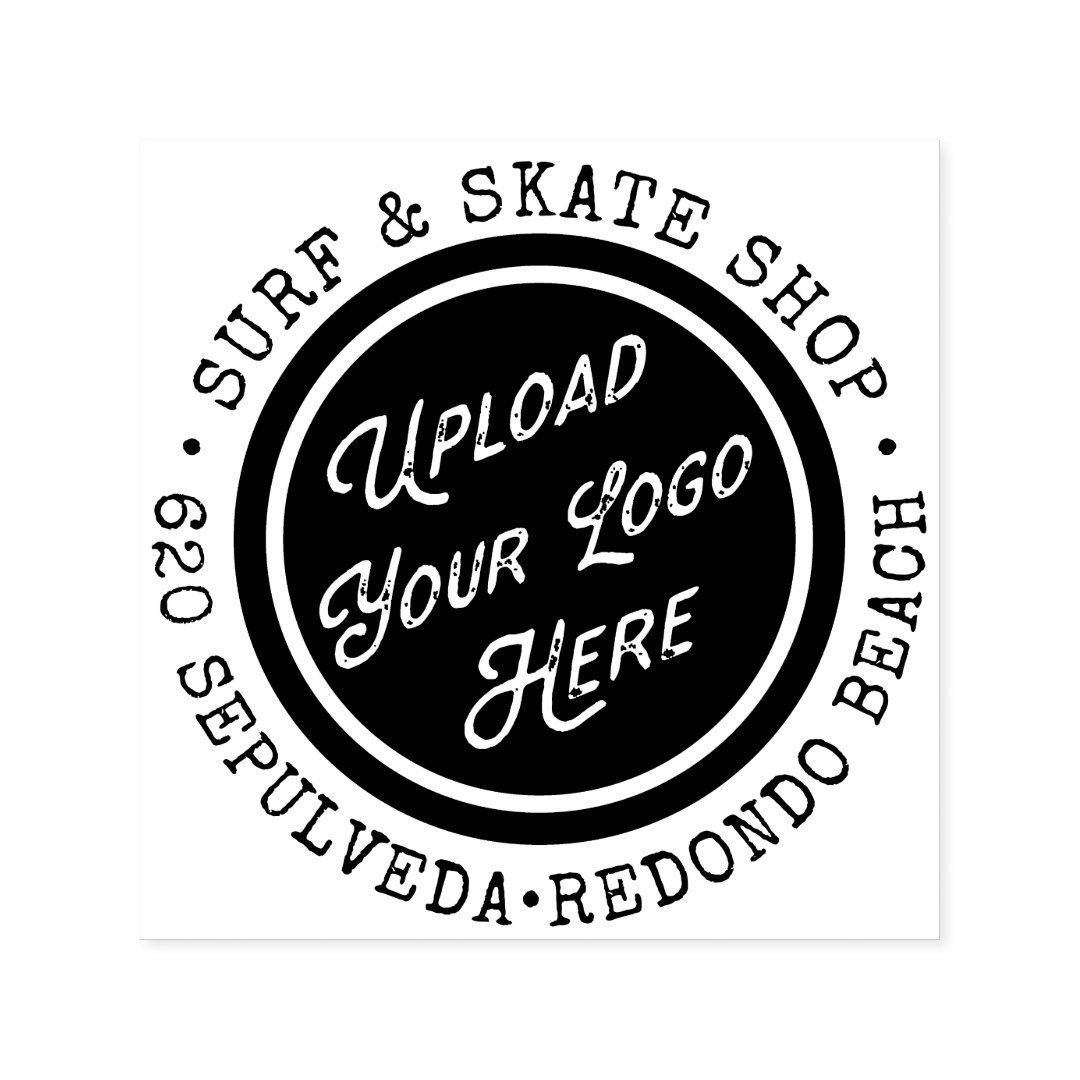 Your Business Logo Address Round Self-inking Stamp | Zazzle