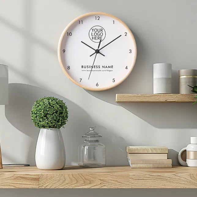 Your Business Logo and Company Website Custom Clock | Zazzle