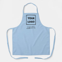 Your Business Logo and Custom Text on Light Blue Apron | Zazzle