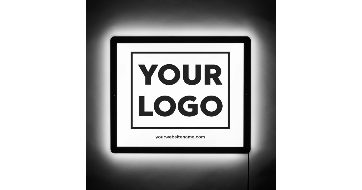 Your Business Logo and Text on White LED Sign | Zazzle