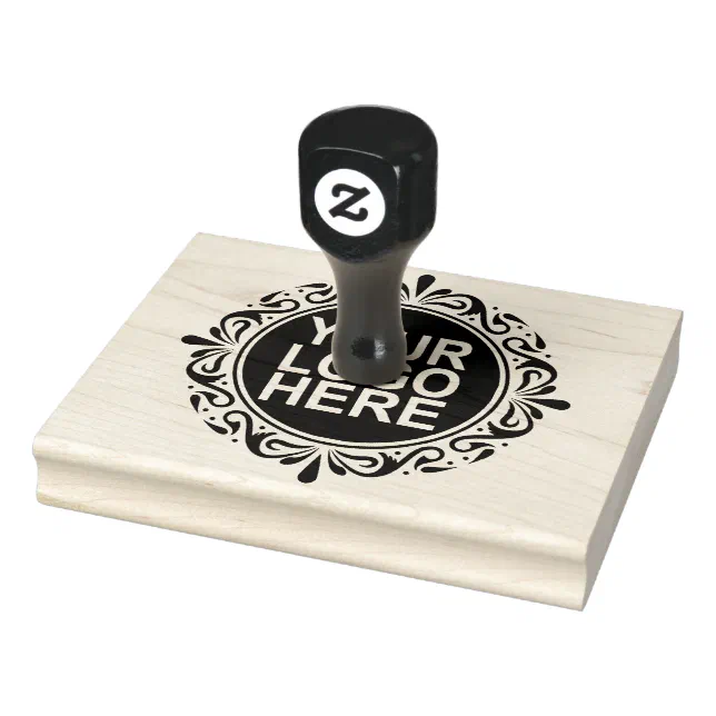 Your Business Logo Custom Large Wooden Handle Rubber Stamp | Zazzle