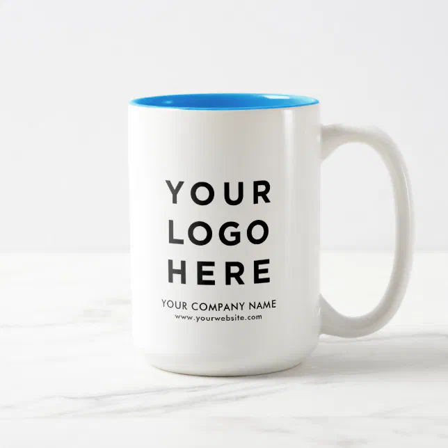 Your Business Logo Light Blue large 15oz Two-Tone Coffee Mug | Zazzle