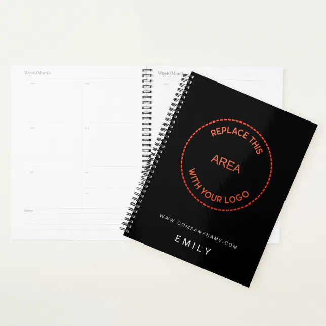 Your Business Logo Name Website Black Planner | Zazzle