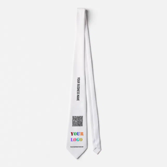 Your Business Logo Name Website QR Code Neck Tie | Zazzle