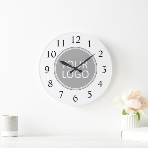 Your Business Logo Promotional Business Company Large Clock | Zazzle
