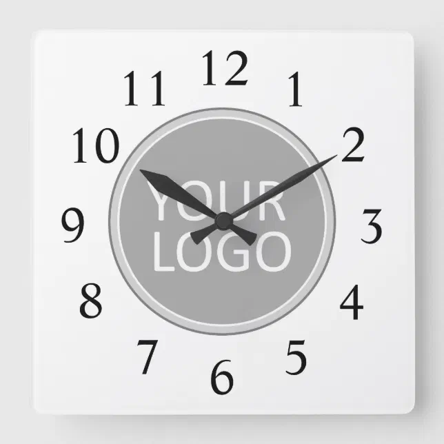 Your Business Logo Promotional Business Company Square Wall Clock | Zazzle
