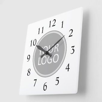 Your Business Logo Promotional Business Company Square Wall Clock | Zazzle