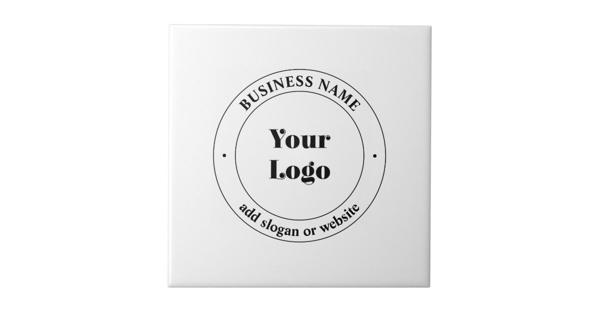 Your Business Logo & Promotional Text | White Ceramic Tile | Zazzle