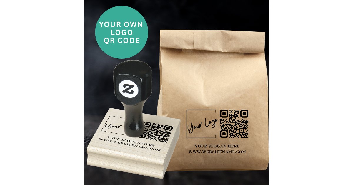 Your Business Logo Qr Code Custom Rubber Stamp | Zazzle