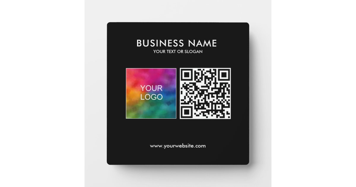 Your Business Logo QR Code Template Square Plaque | Zazzle