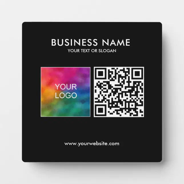 Your Business Logo QR Code Template Square Plaque | Zazzle