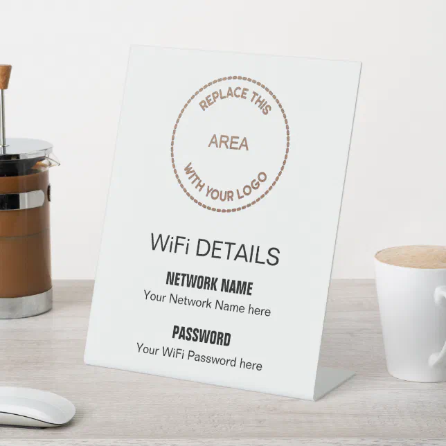 Your Business Logo Wifi Details for Guests Pedestal Sign | Zazzle