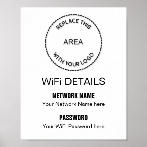 Your Business Logo Wifi Details for Visitors Poster | Zazzle