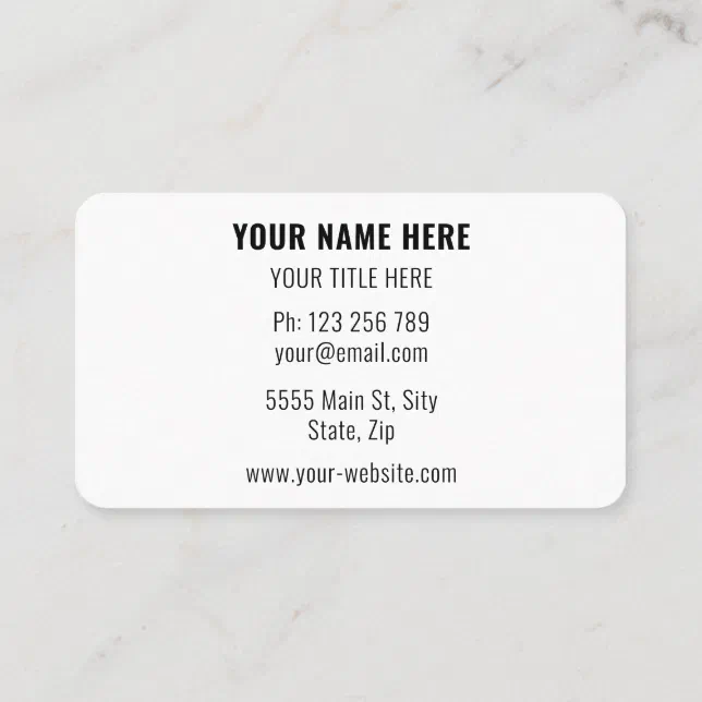 Your Business Name Address Simple Personalized Business Card | Zazzle