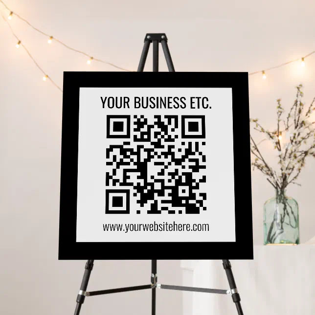 Your Business Name & Editable QR Code Foam Board | Zazzle