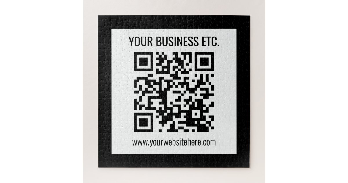 Your Business Name & Editable QR Code Jigsaw Puzzle | Zazzle