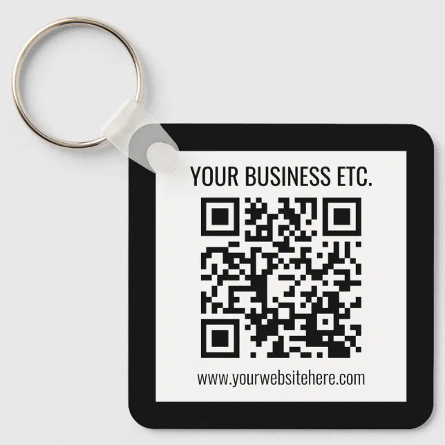 Your Business Name & Editable QR Code Keychain | Zazzle