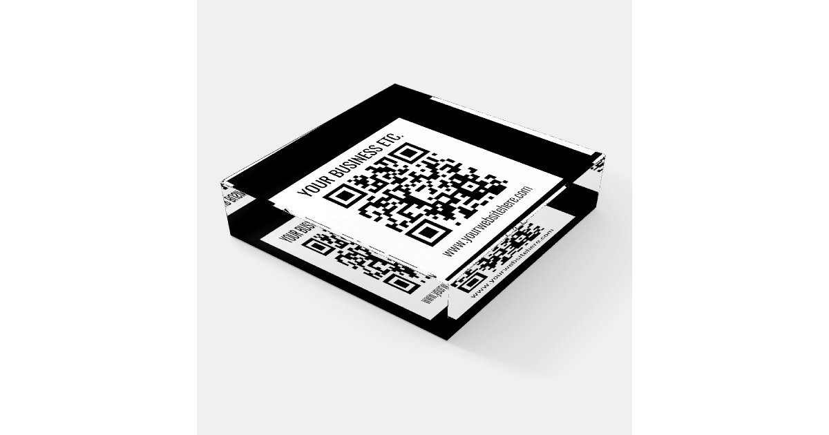 Your Business Name & Editable QR Code Paperweight | Zazzle